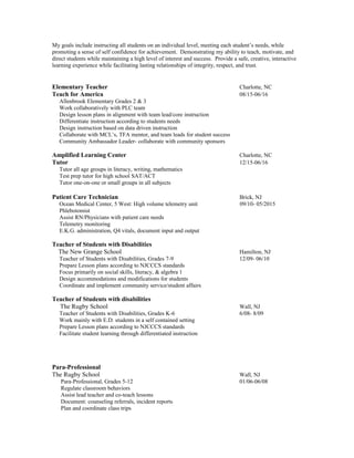 Cowling cover letter & resume teaching 2016 | DOC | Professional School ...