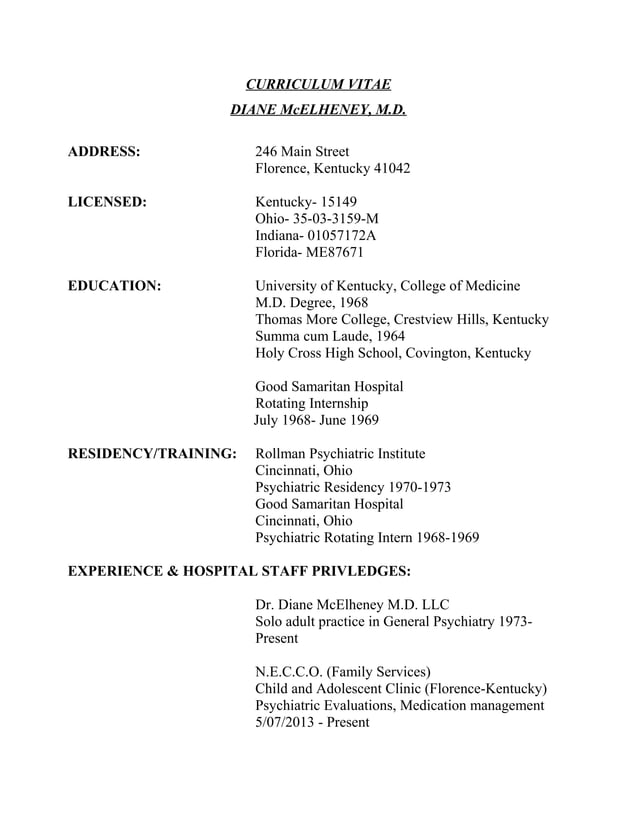 DIANE MCELHENEY-RESUME | DOC | Education