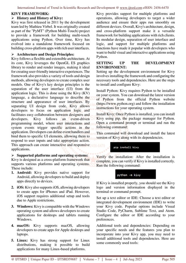 Developing Online Application with Kivy A Python Framework | PDF