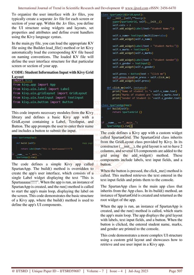 Developing Online Application with Kivy A Python Framework | PDF