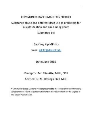 Substance Abuse Vs Suicidal risk report Final Draft 06_04_2015 | PDF