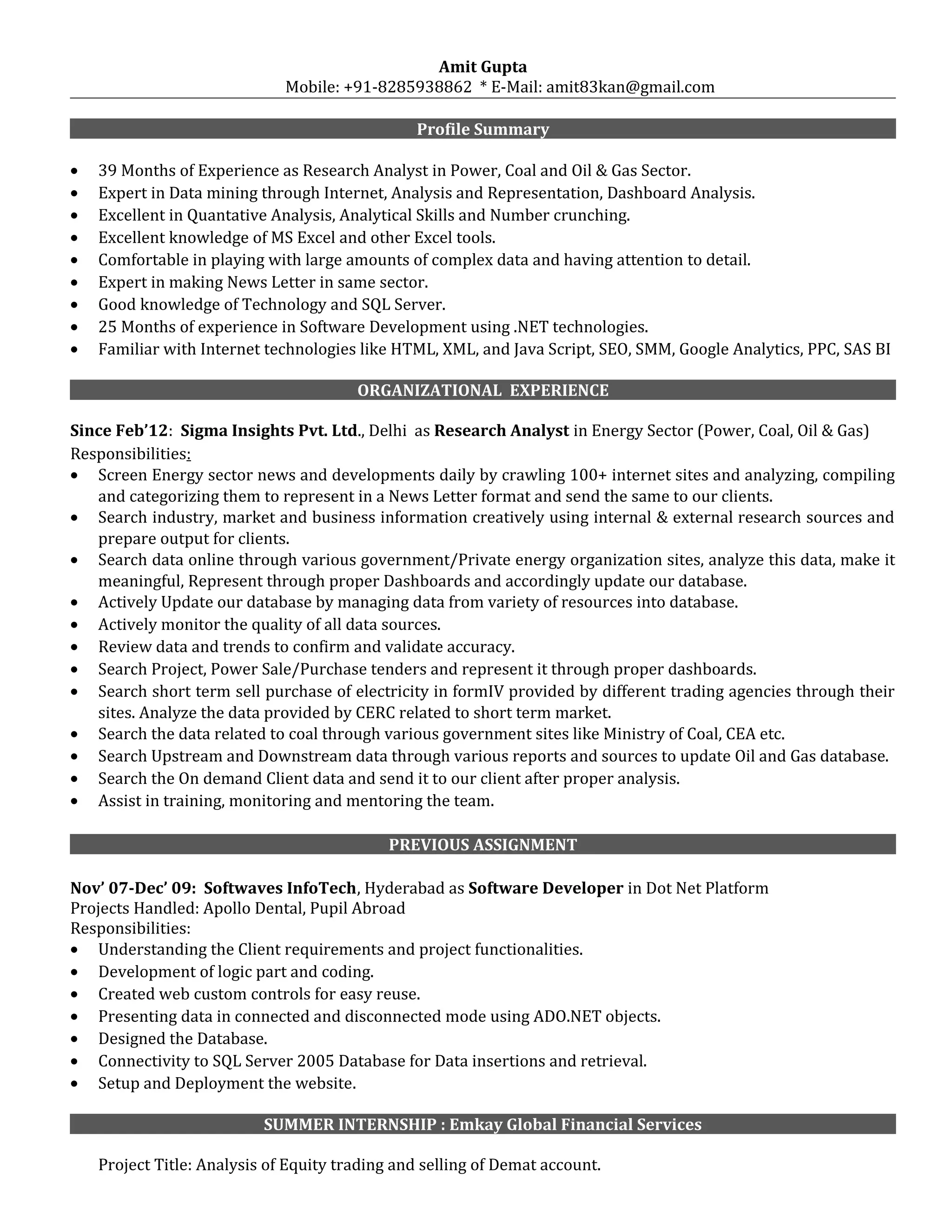 Amit Resume(Naukri) | DOC