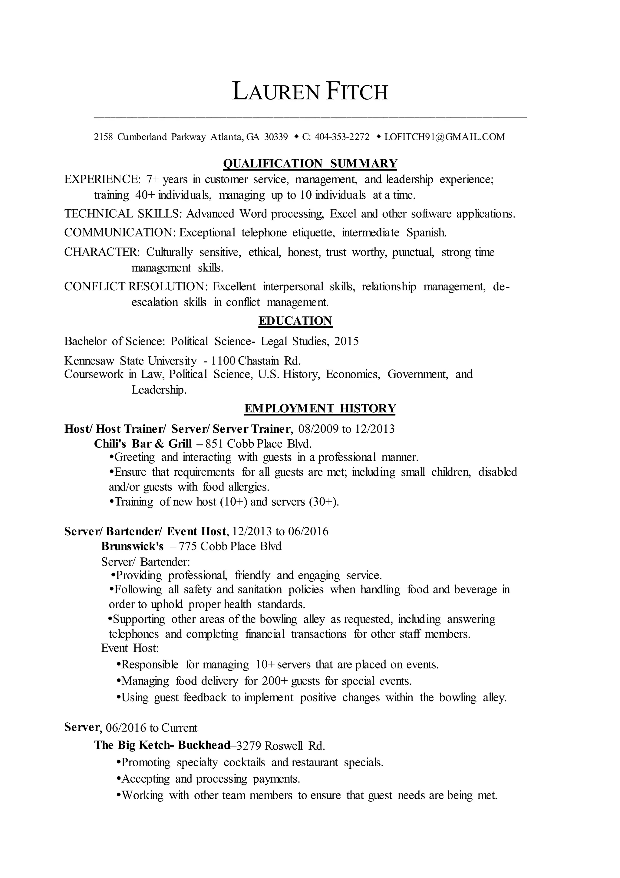 LAUREN FITCH RESUME1 | PDF