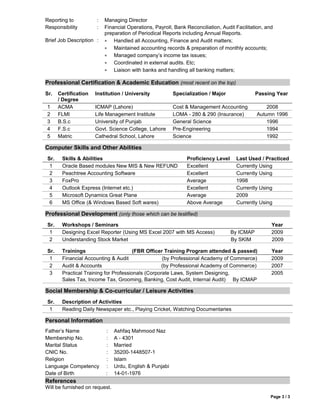 Muhammad Yousuf CV ACMA | DOC