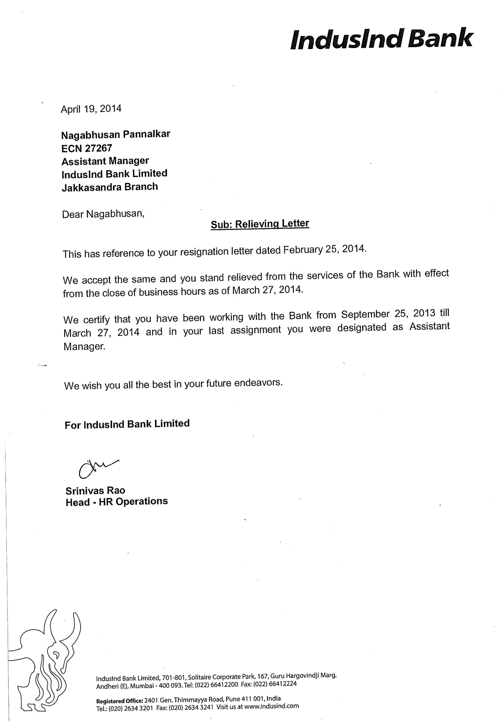 relieving letter | PDF