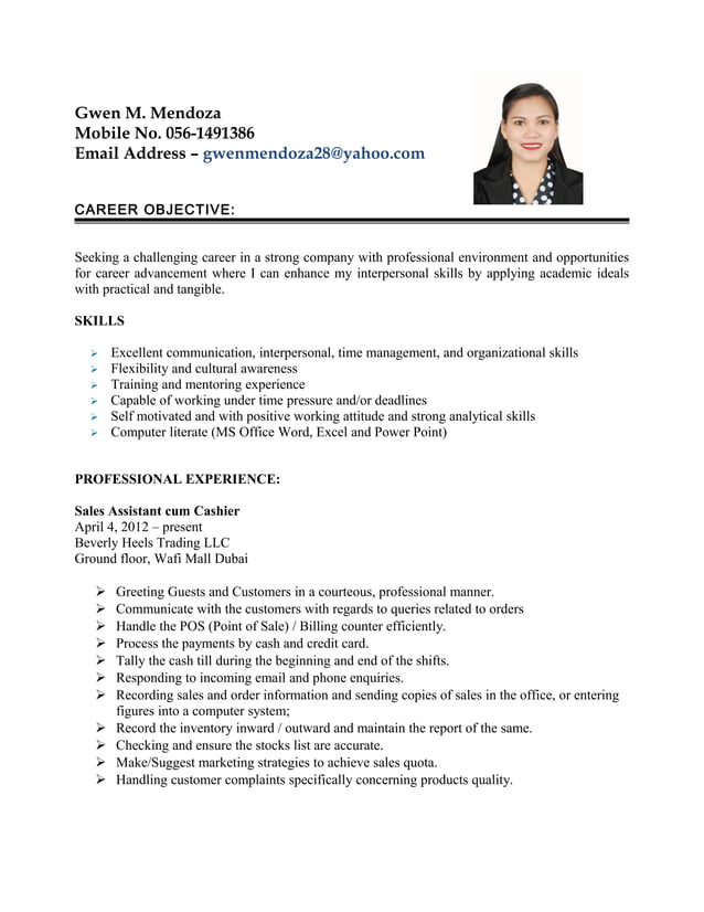 GWEN MENDOZA CV | DOC