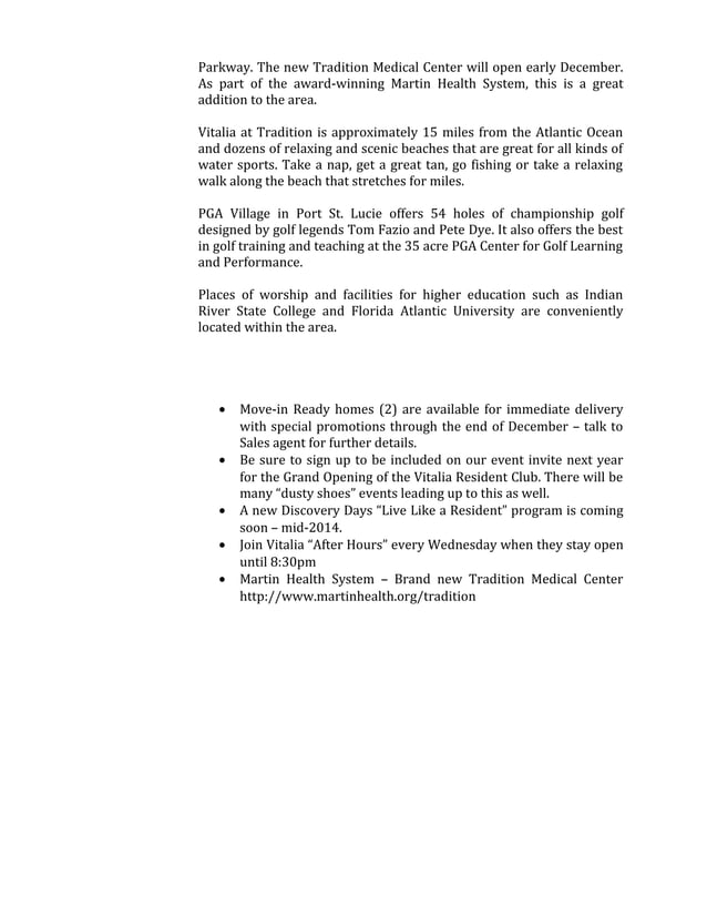 AV Homes Florida Region Community Fact Sheet | DOC