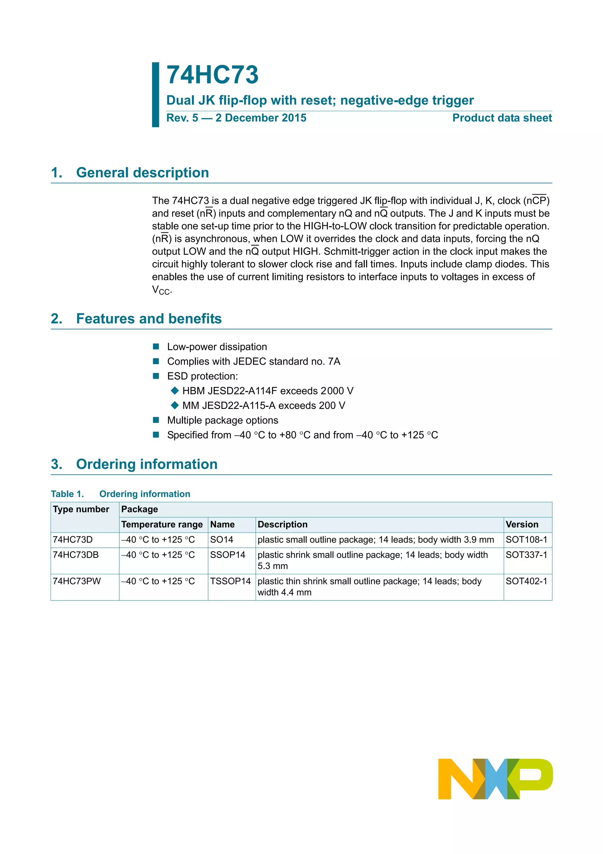 74hc73 ci-flip-flop-jk-datasheet | PDF | Computer Peripherals | Computing