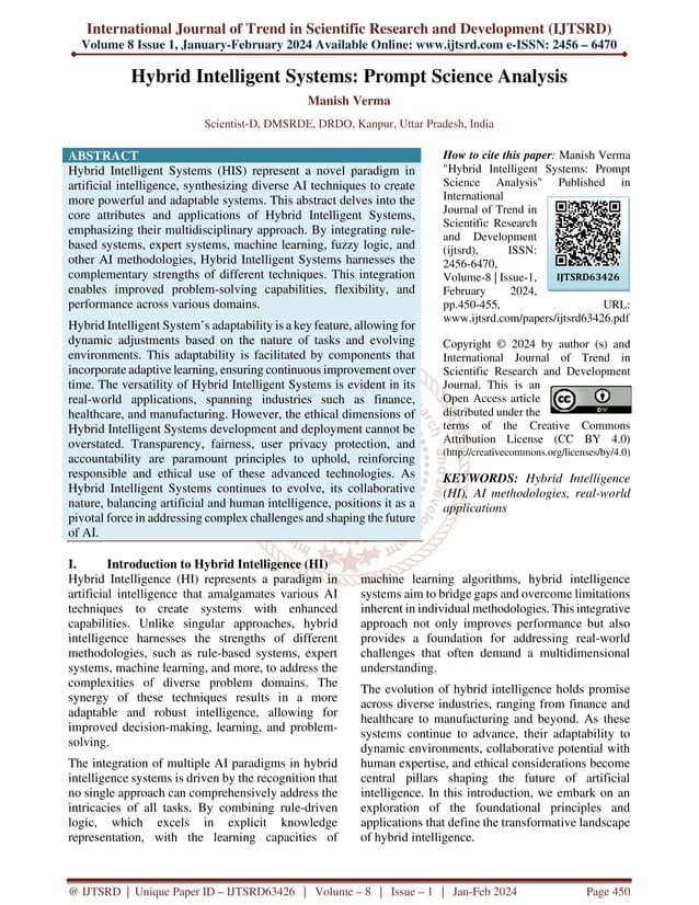 Hybrid Intelligent Systems Prompt Science Analysis | PDF