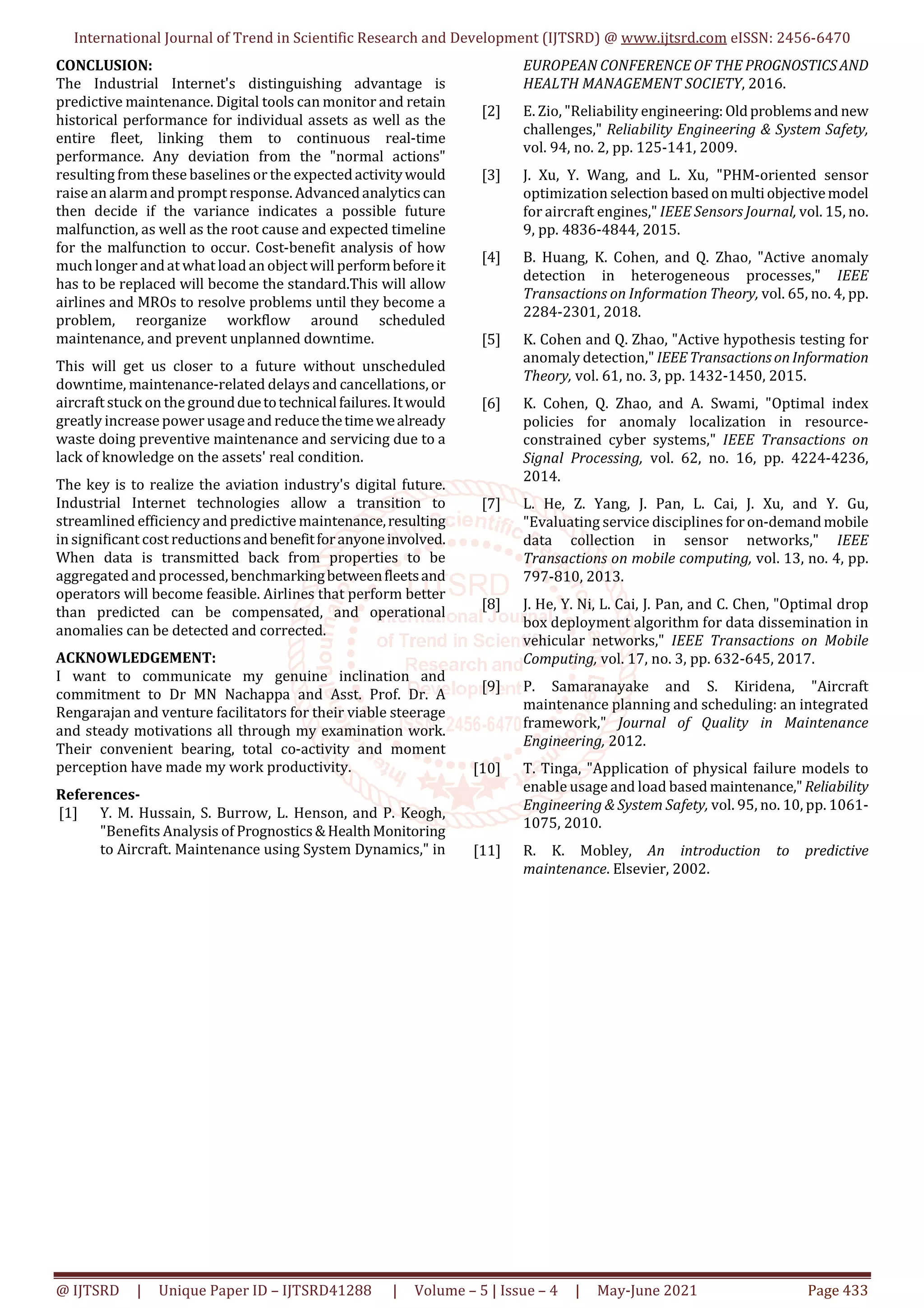 Predicting the Maintenance of Aircraft Engines using LSTM | PDF