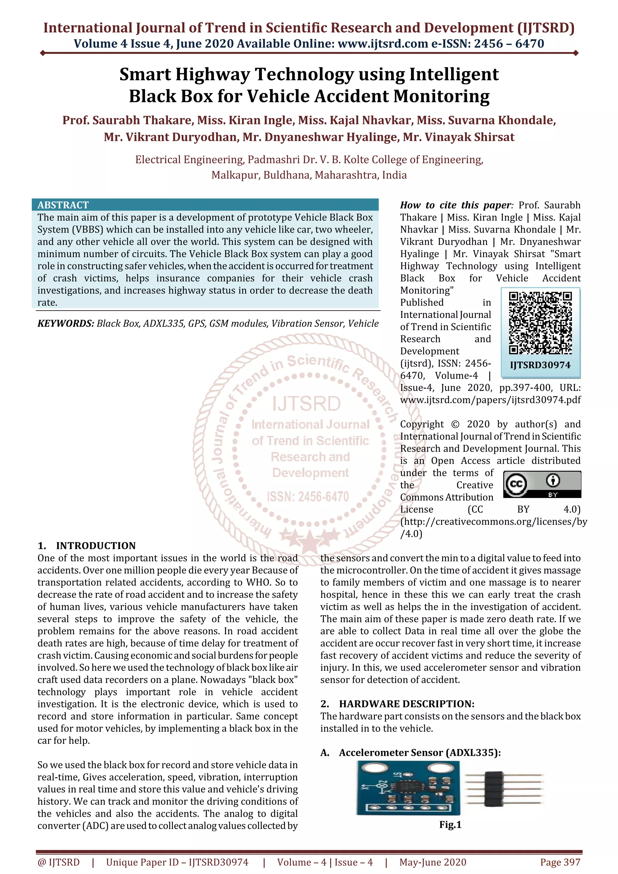 Smart Highway Technology using Intelligent Black Box for Vehicle ...