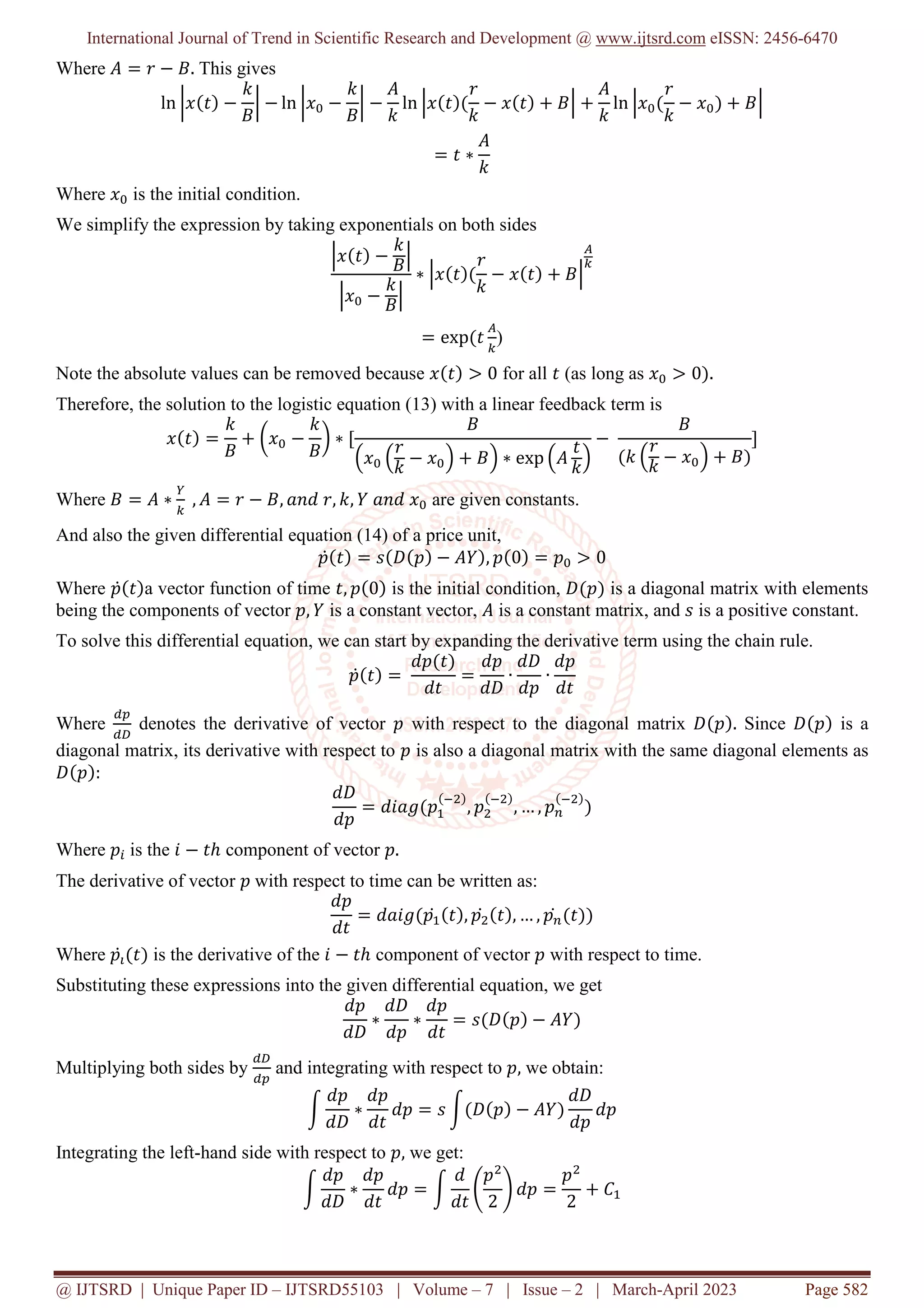 Sustainable Development of Dynamic Fisheries and Cost Benefits Analysis with Mathematical ...