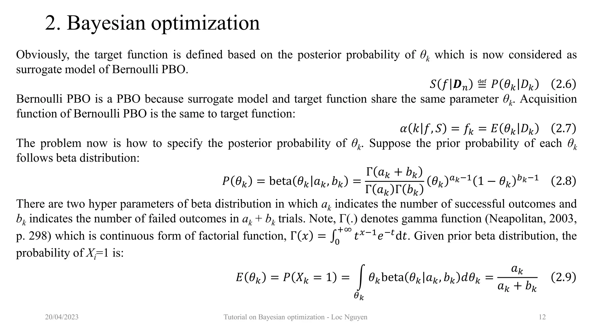 Tutorial on Bayesian optimization | PPTX