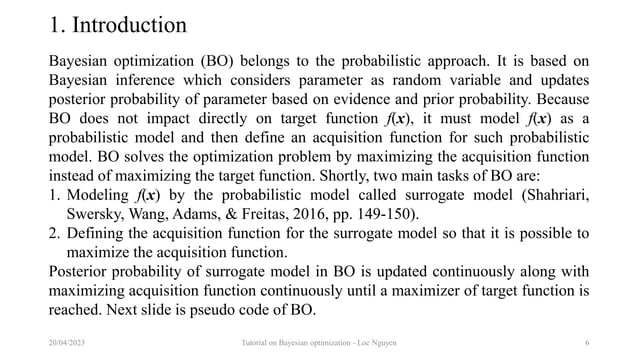 Tutorial on Bayesian optimization | PPTX