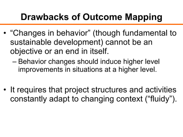 Outcome Mapping: Monitoring and Evaluation Tool | PPT