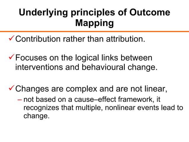 Outcome Mapping: Monitoring and Evaluation Tool | PPT