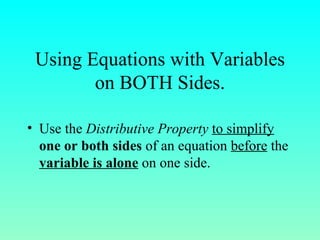 7.5 Equationsw Variables Both Sides | PPT