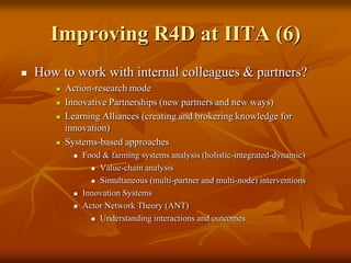 Improving R4D at IITA | PDF | Agriculture | Industries
