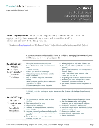 75 Ways To Build Your Trustworthiness with Clients | PDF