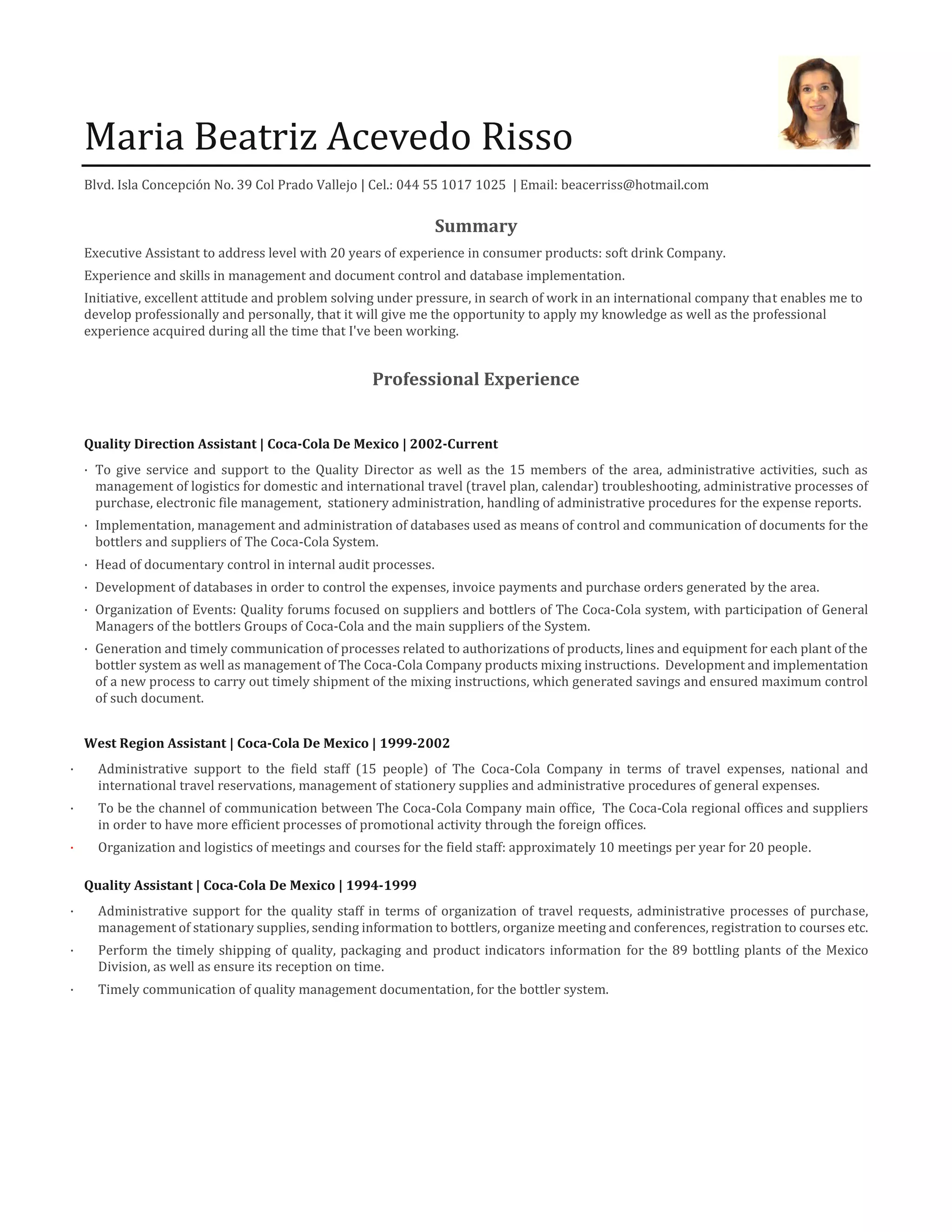 Maria Beatriz Acevedo Risso CV.Ingles | PDF | Databases | Computer ...