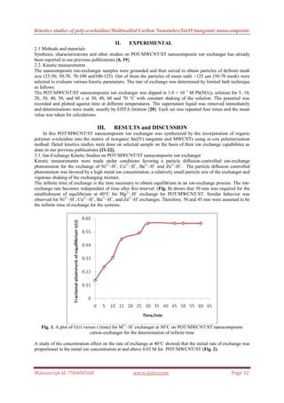 Kinetics studies of poly-o-toluidine/Multiwalled Carbon Nanotubes/Sn(IV)tungstate nanocomposite ...
