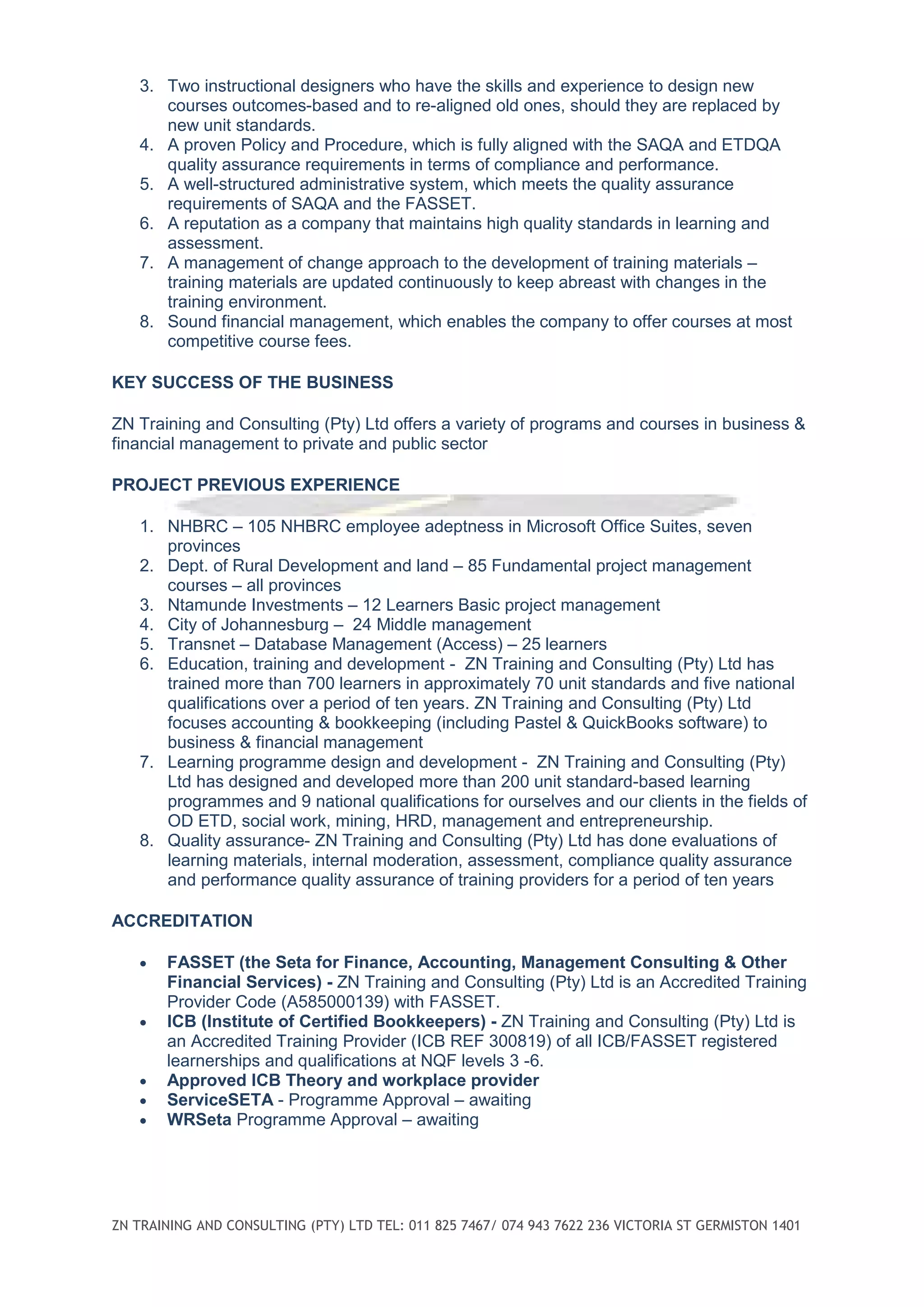 ZN TRAINING PROFILE | PDF