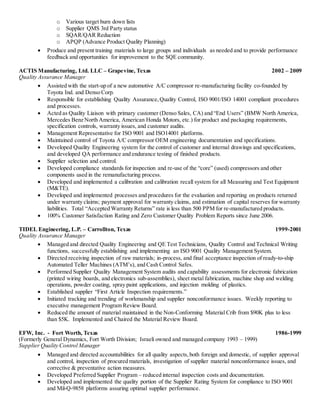 2016 David R. Todd resume | DOCX | Manufacturing Industry | Industries
