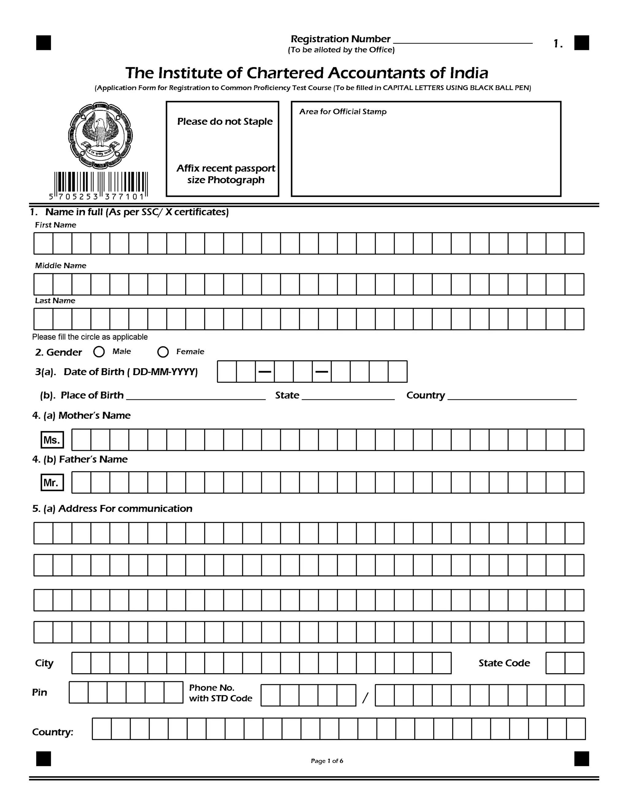 CA - CPT course registration form | PDF