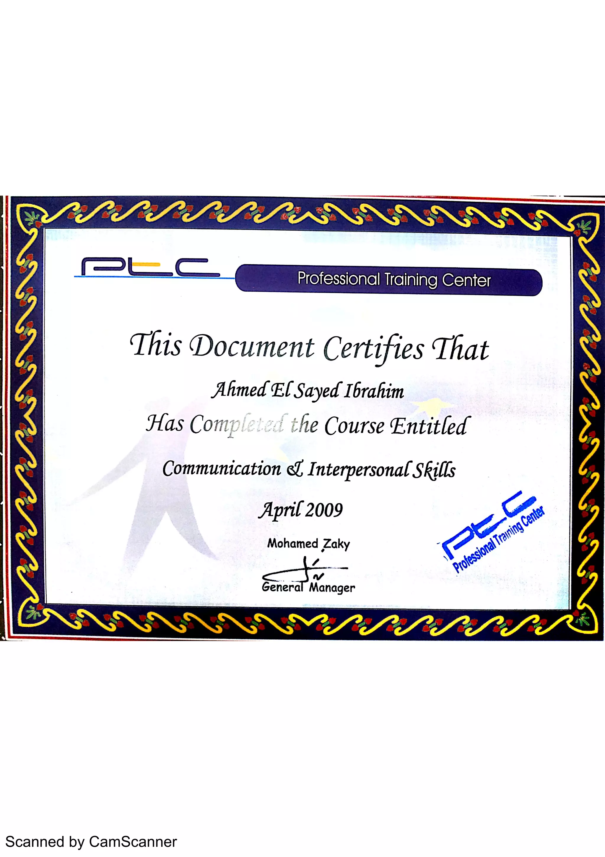 communication & interpersonal skilles Certificate | PDF