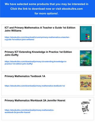 ICT and Primary Mathematics 1st Edition Jenni Way | PDF