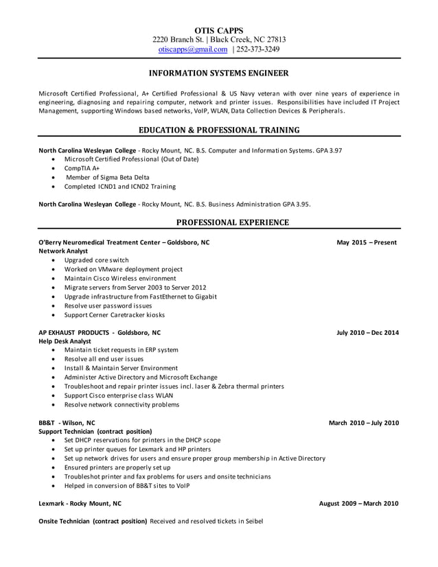 Otis Capps - Resume | PDF