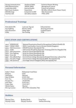 Waseem HSE Officer CV | DOC