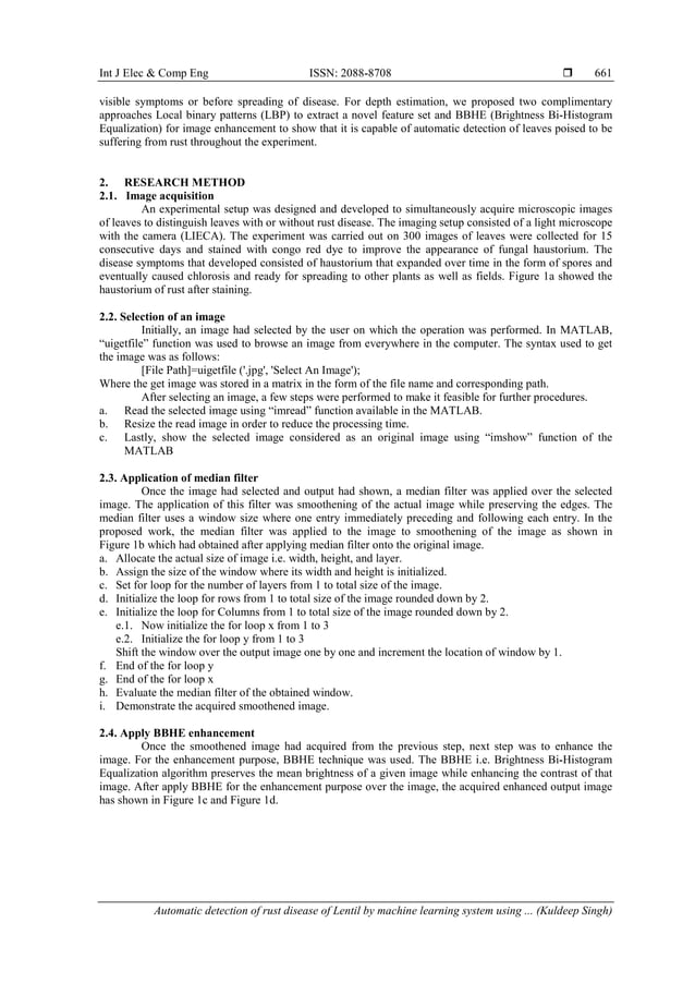 Automatic detection of rust disease of Lentil by machine learning ...