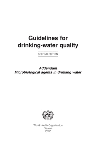 Guidelines for Drinking Water Qualtiy Addendum Microbiological Agents ...
