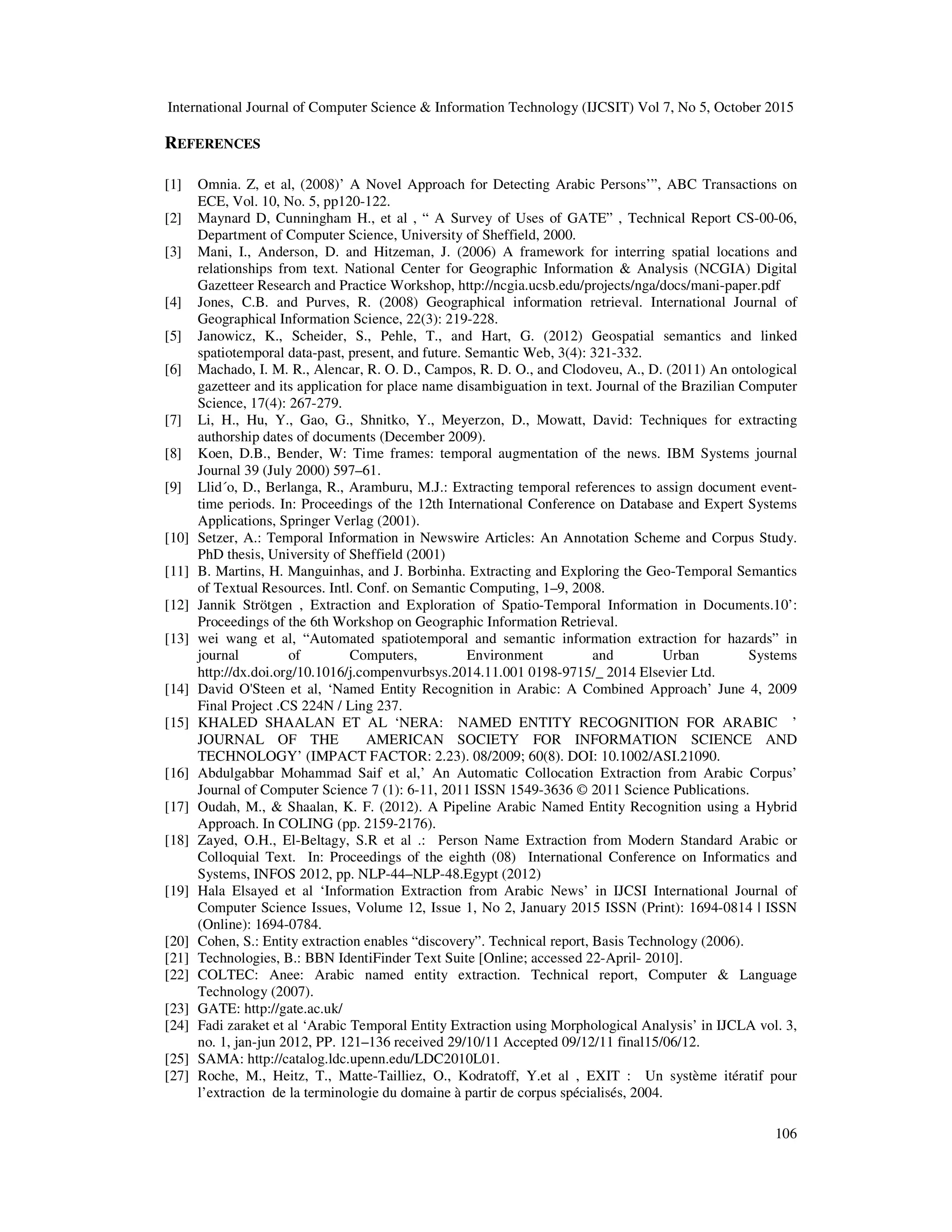 Automatic Extraction Of Spatio Temporal Information From Arabic Text