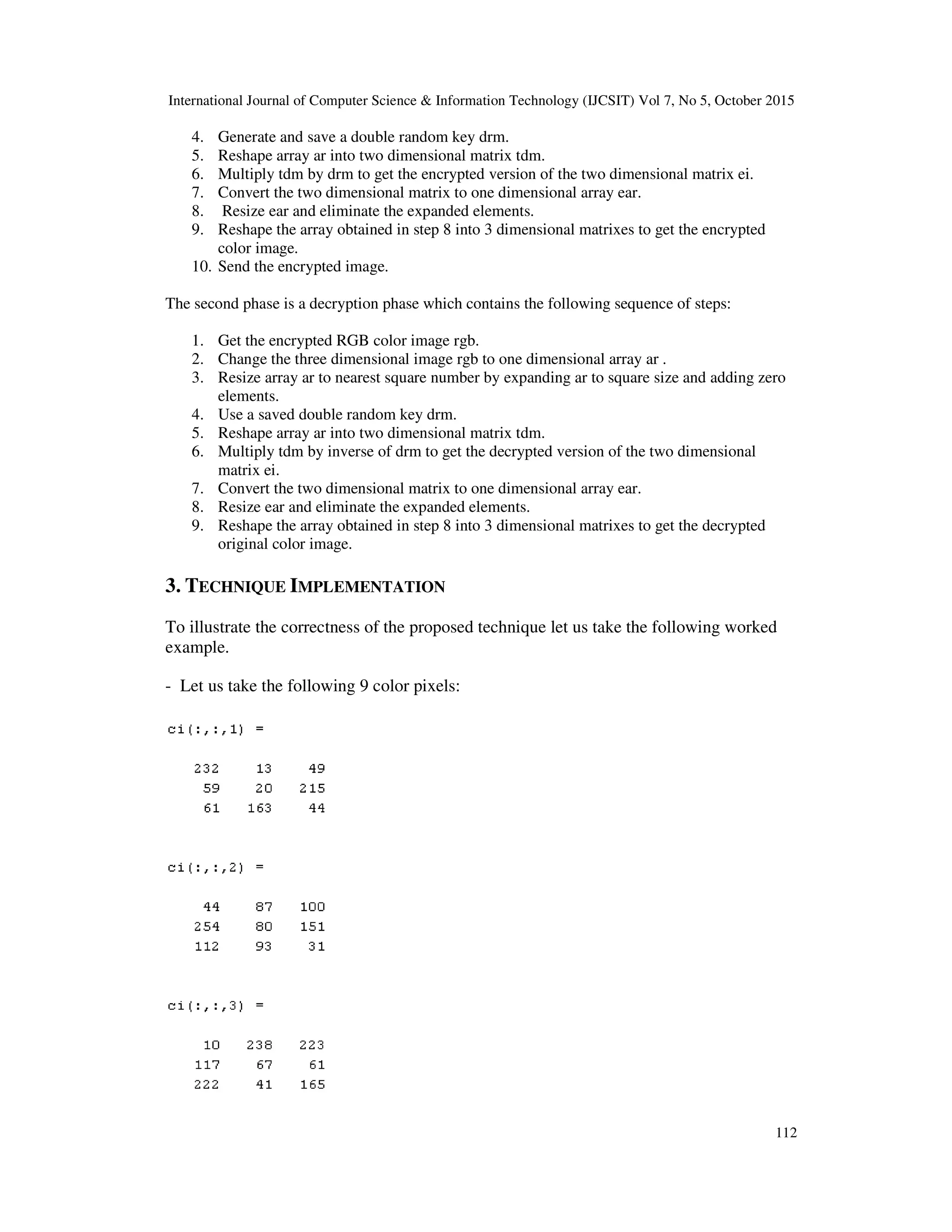 Encryption Decryption Rgb Color Image Using Matrix Multiplication Pdf