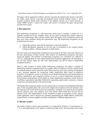 ARABIC ONLINE HANDWRITING RECOGNITION USING NEURAL NETWORK | PDF