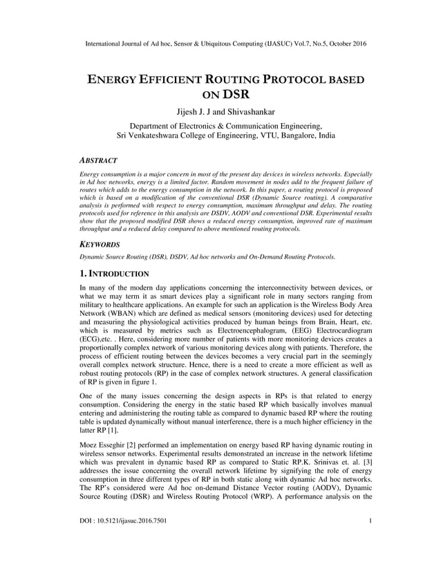 Energy Efficient Routing Protocol Based On Dsr
