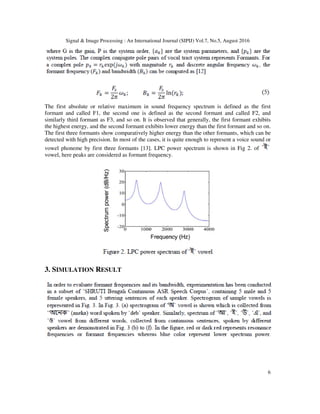 FORMANT ANALYSIS OF BANGLA VOWEL FOR AUTOMATIC SPEECH RECOGNITION | PDF