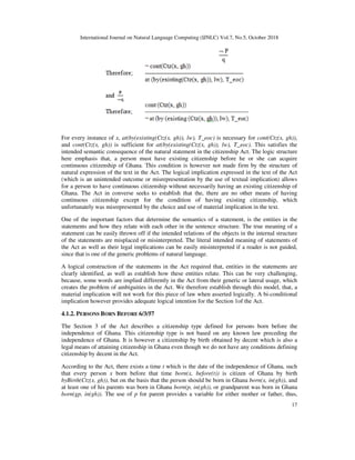 CITIZENSHIP ACT (591) OF GHANA AS A LOGIC THEOREM AND ITS SEMANTIC IMPLICATIONS | PDF