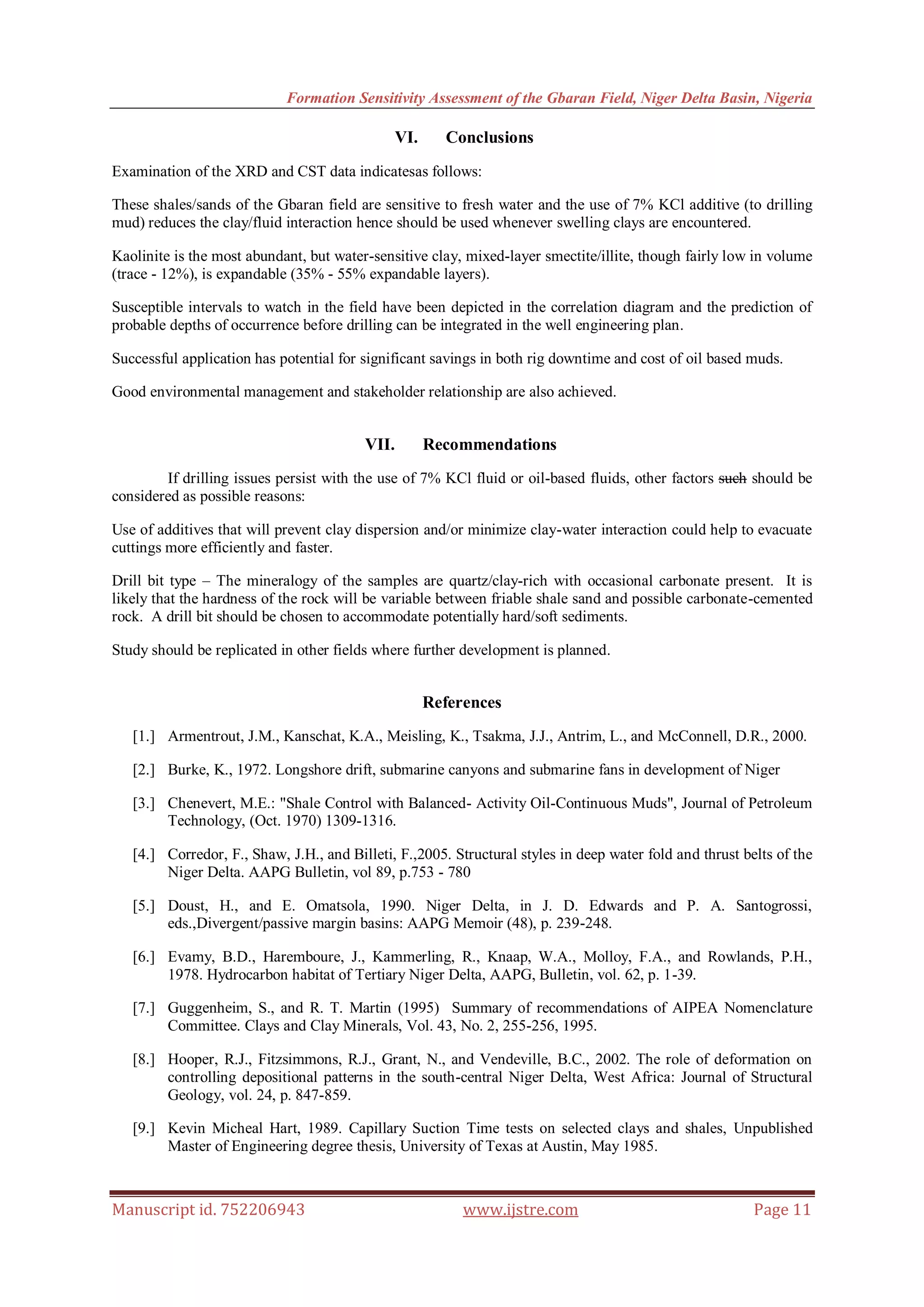 Formation Sensitivity Assessment of the Gbaran Field, Niger Delta Basin ...