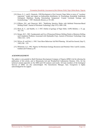 Formation Sensitivity Assessment of the Gbaran Field, Niger Delta Basin ...