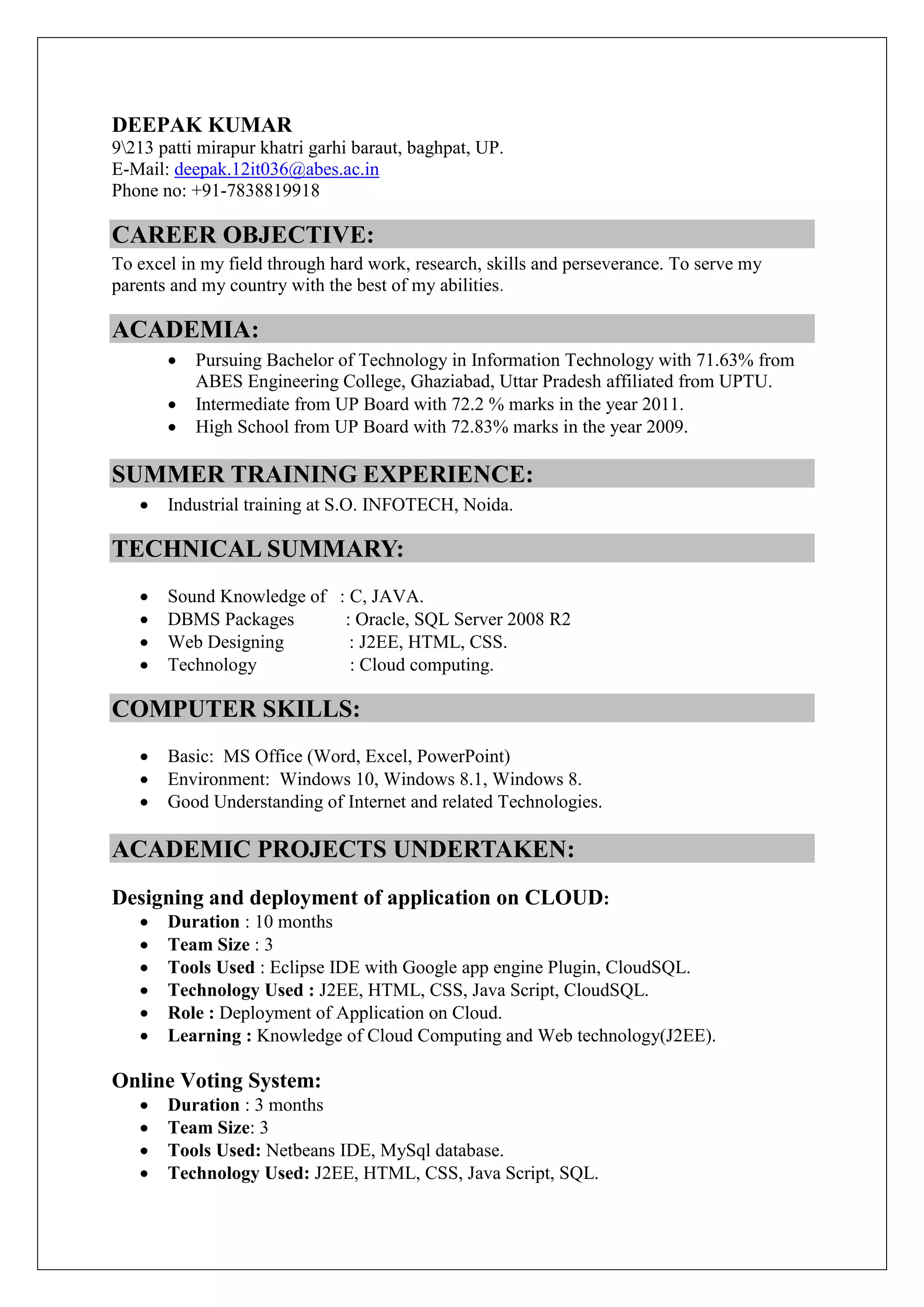 Deepak_resume | PDF