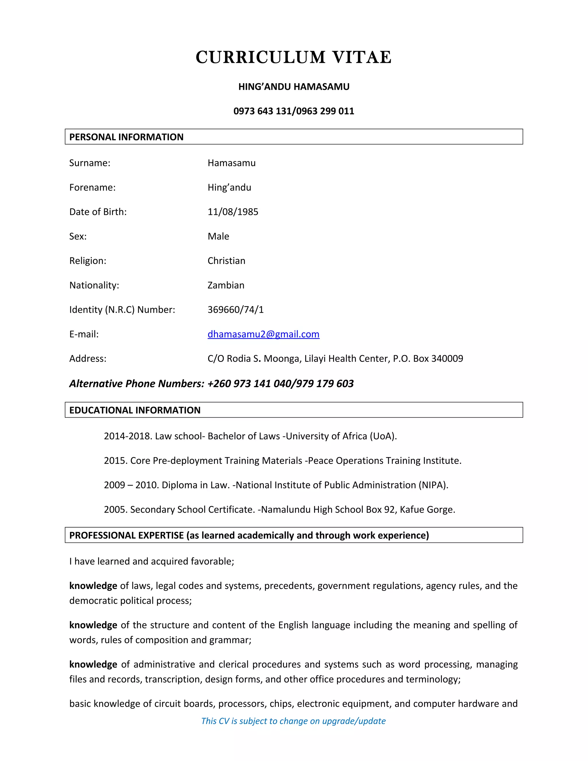 CURRICULUM VITAE updated | DOC