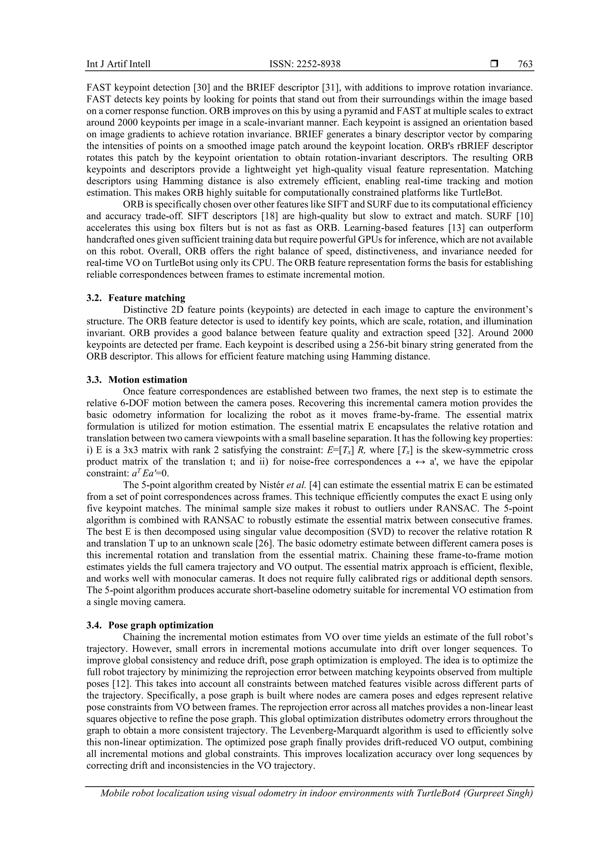 Mobile robot localization using visual odometry in indoor environments ...