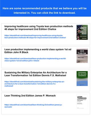 Lean Production Simplified 2nd Edition Pascal Dennis | PDF