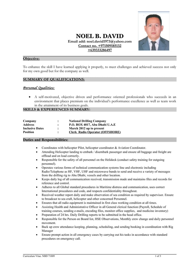 NOEL DAVID CV NEW | PDF
