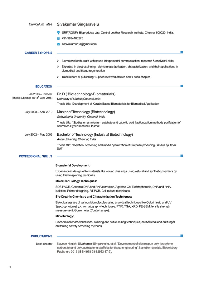 RESUME SIVAKUMAR S | PDF