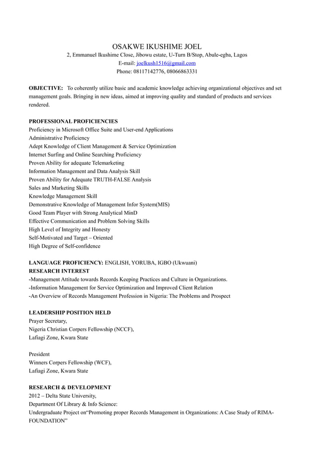 JOEL IKUSHIME OSAKWE - UPDATED | DOC