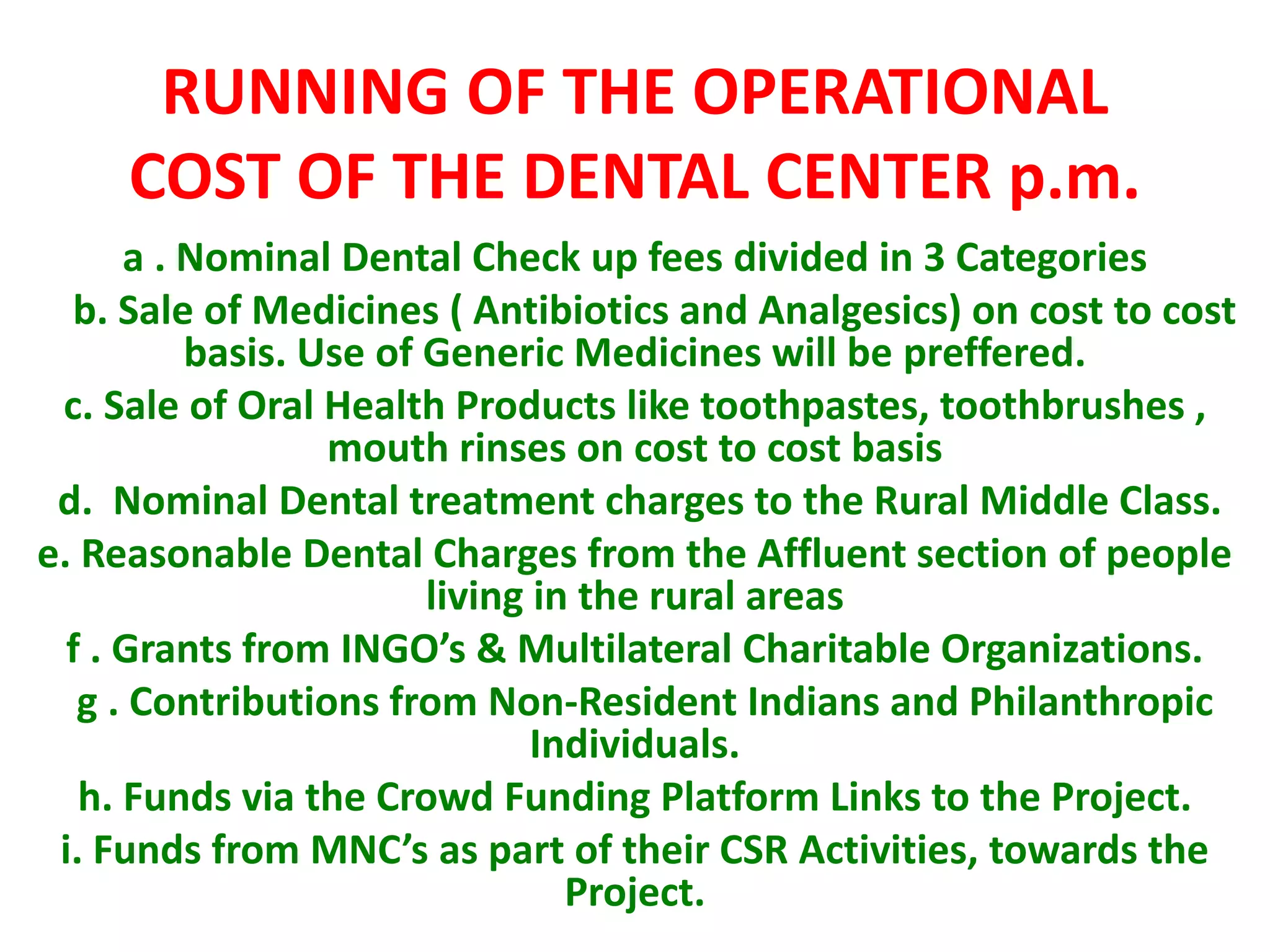 Operational Plan of the Dental Center | PPTX